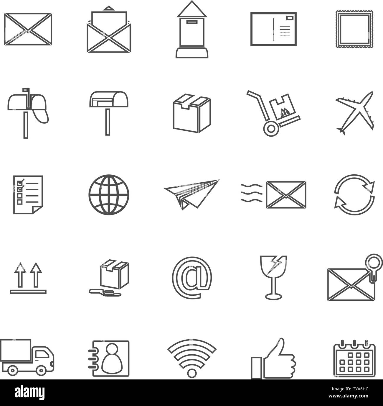 Post line icons on white background, stock vector Stock Vector Image ...