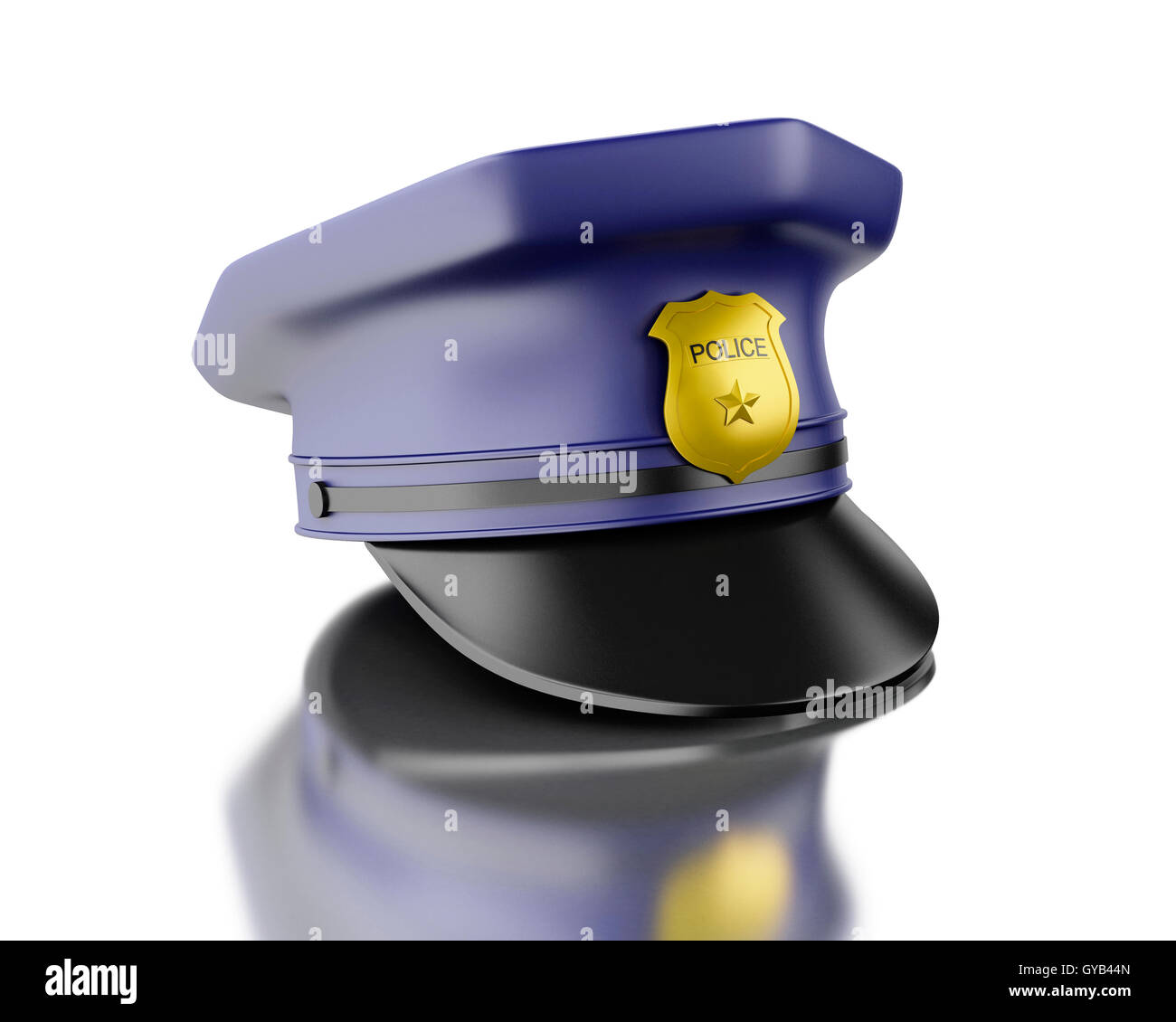 3d Illustration. Blue officer cop cap. Isolated white background Stock ...