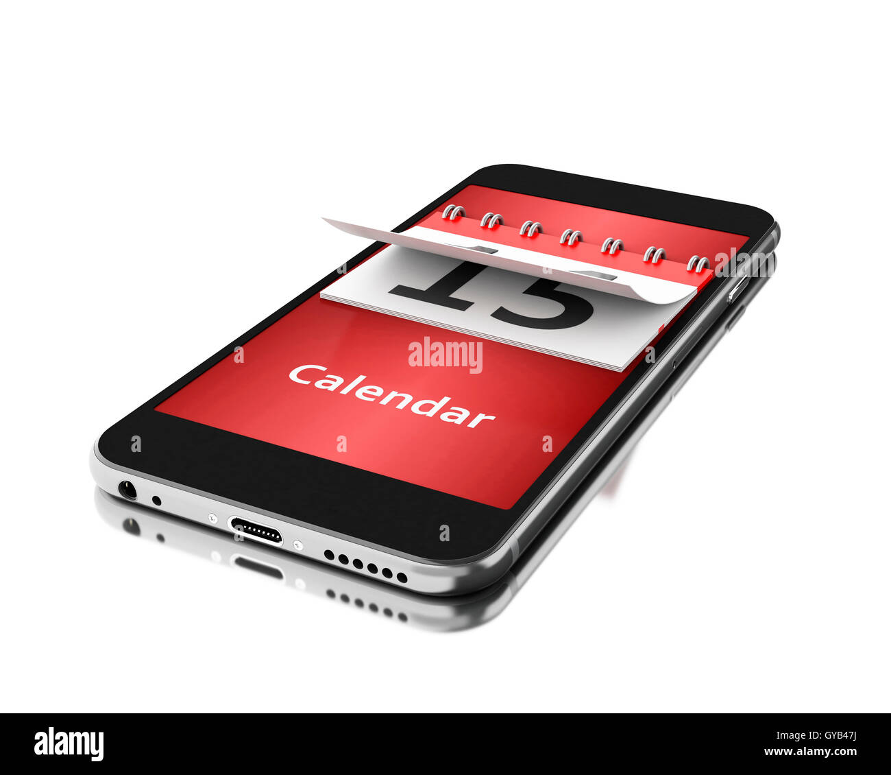 3d Illustration. Smartphone with a calendar. Time concept. Isolated ...