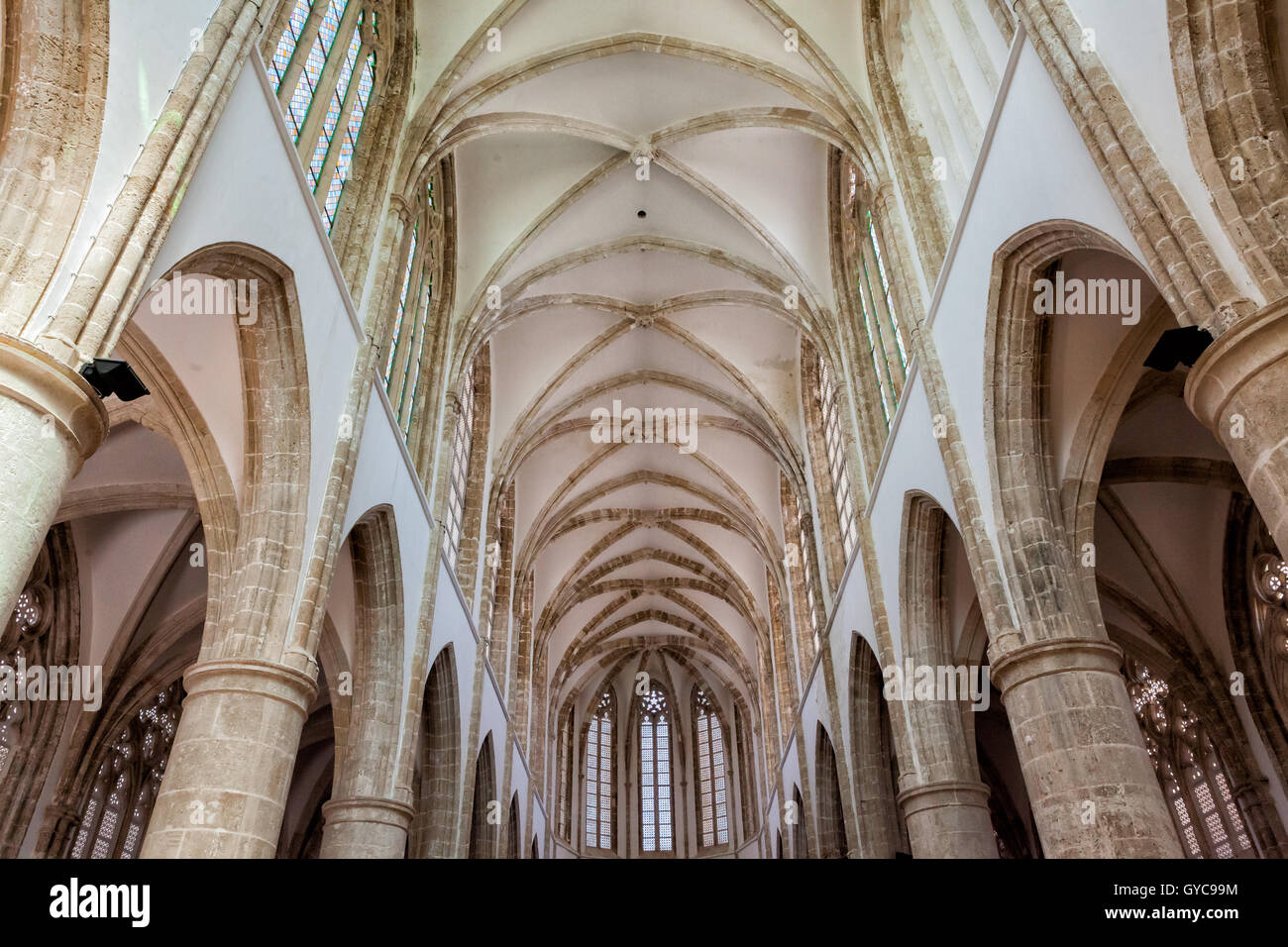 Interior view of the Lala Mustafa Pasha Mosque, Famagusta, Cyrpus Stock ...