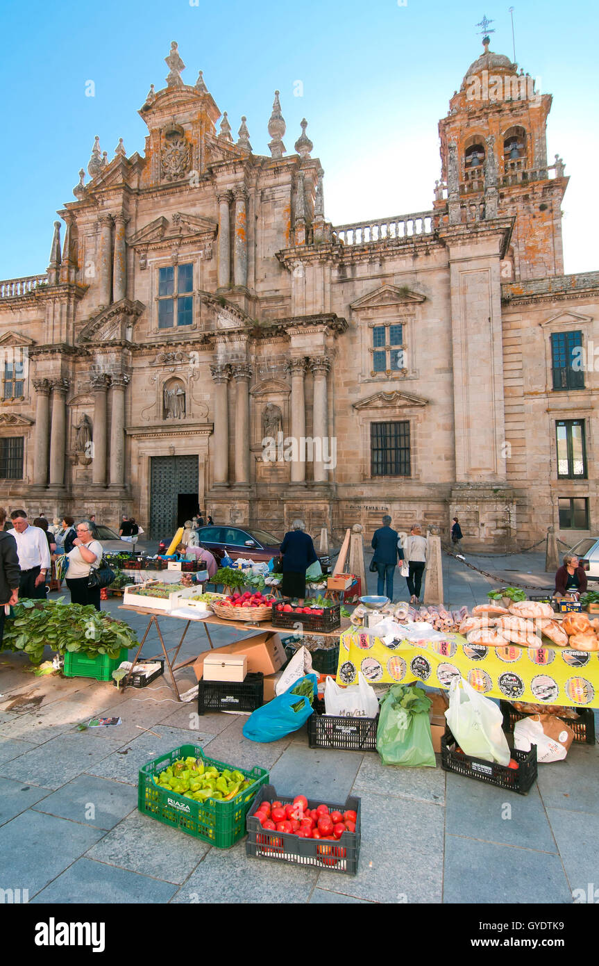 Benedictine monastery of San Salvador (10th century) and street market ...