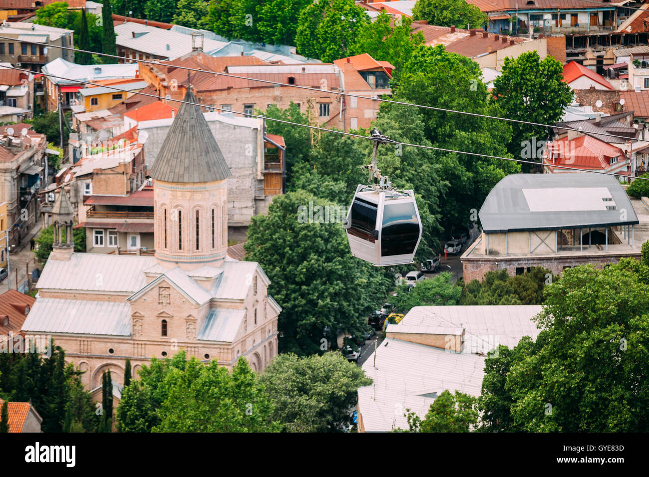 Top View Of Jvaris Mama Ancient Georgian Christian Church And Moving ...