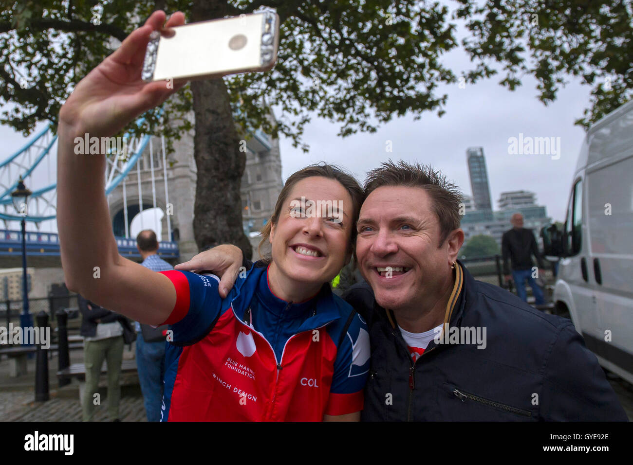 Cyclist Sara-Jane Skinner takes a selfie with ambassador for the Blue ...