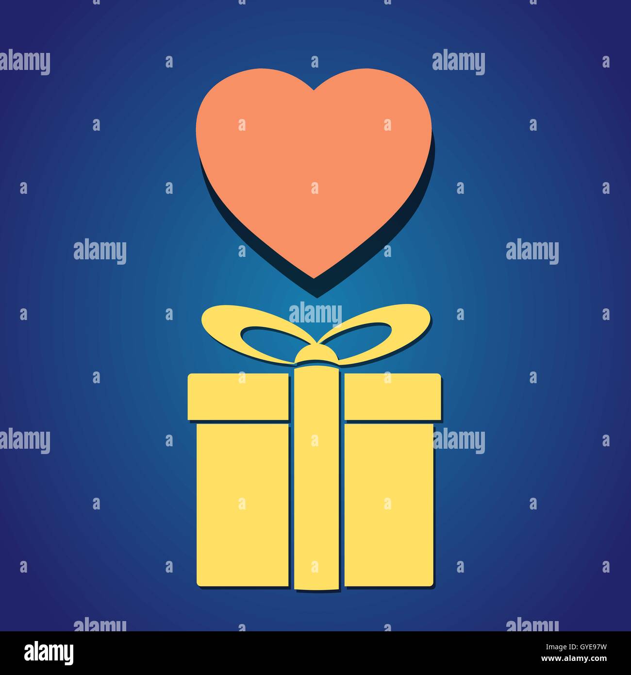 gift box and heart symbol on blue dark background vector illustration ...