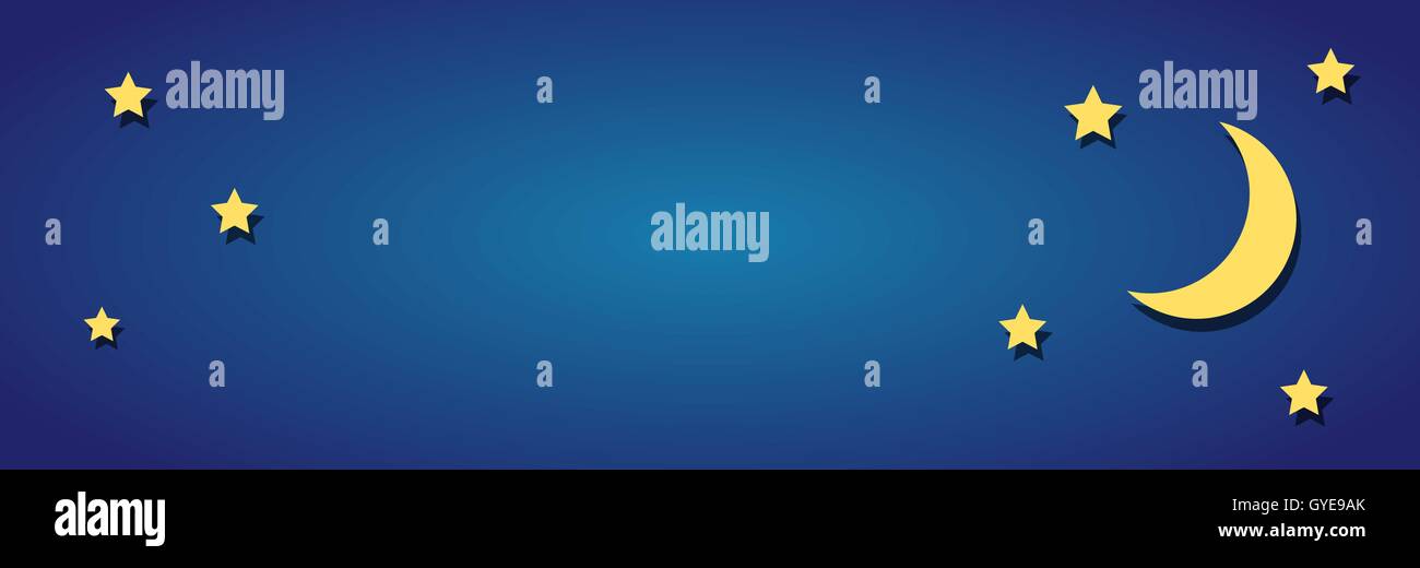 moon star sky symbol abstract blue horizontal header vector background ...