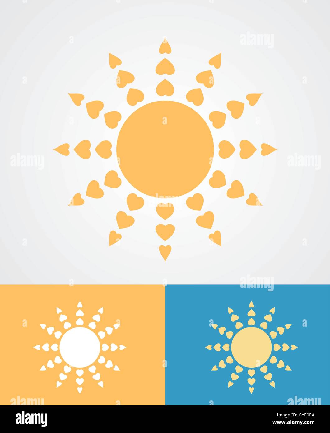 hearts as sun rays abstract love radiation concept vector illustration ...