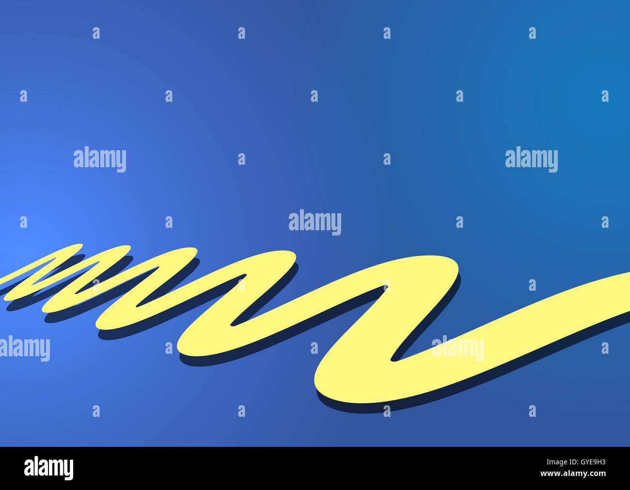 horizontal yellow curve line on blue background abstract vector ...