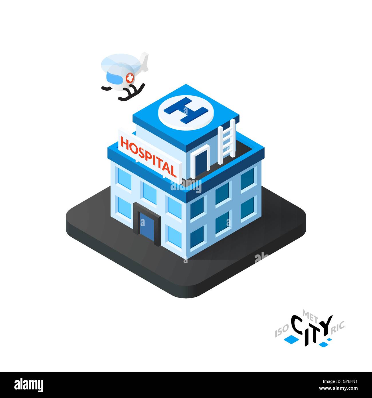Isometric hospital icon, building city infographic element, vector ...