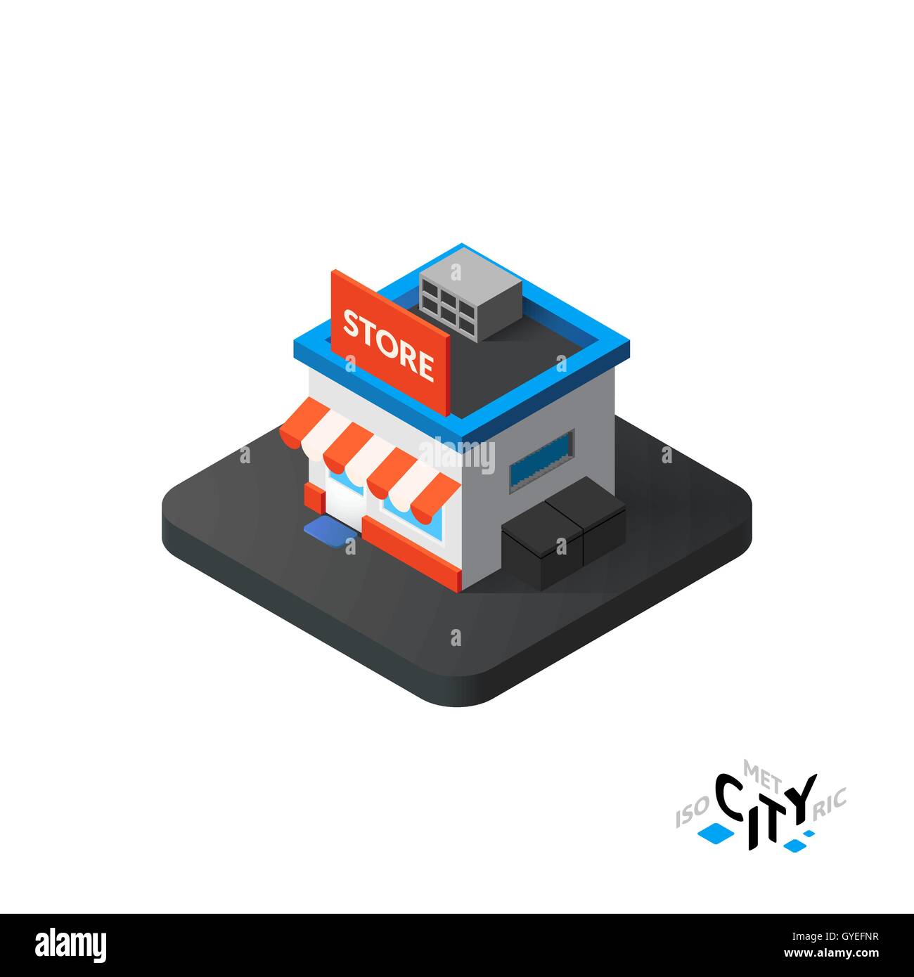 Isometric store icon, building city infographic element, vector ...