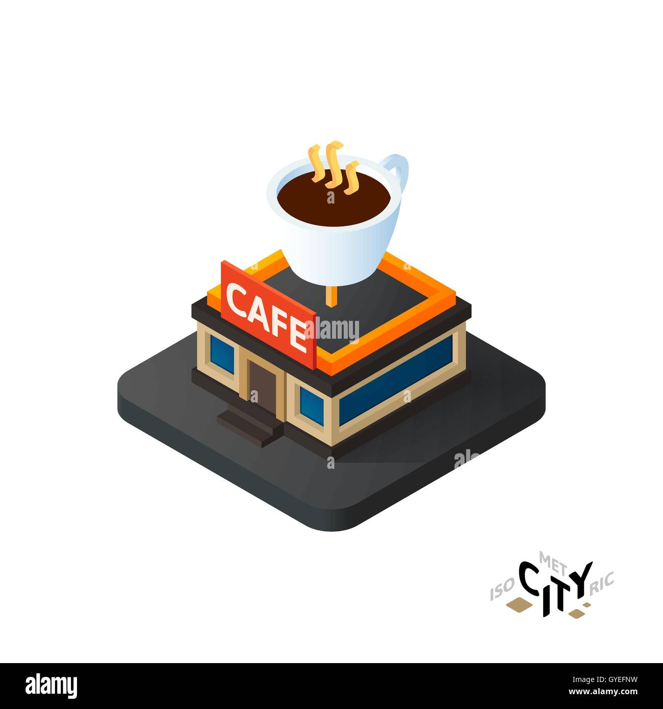 Isometric coffeehouse cafe icon, building city infographic element ...