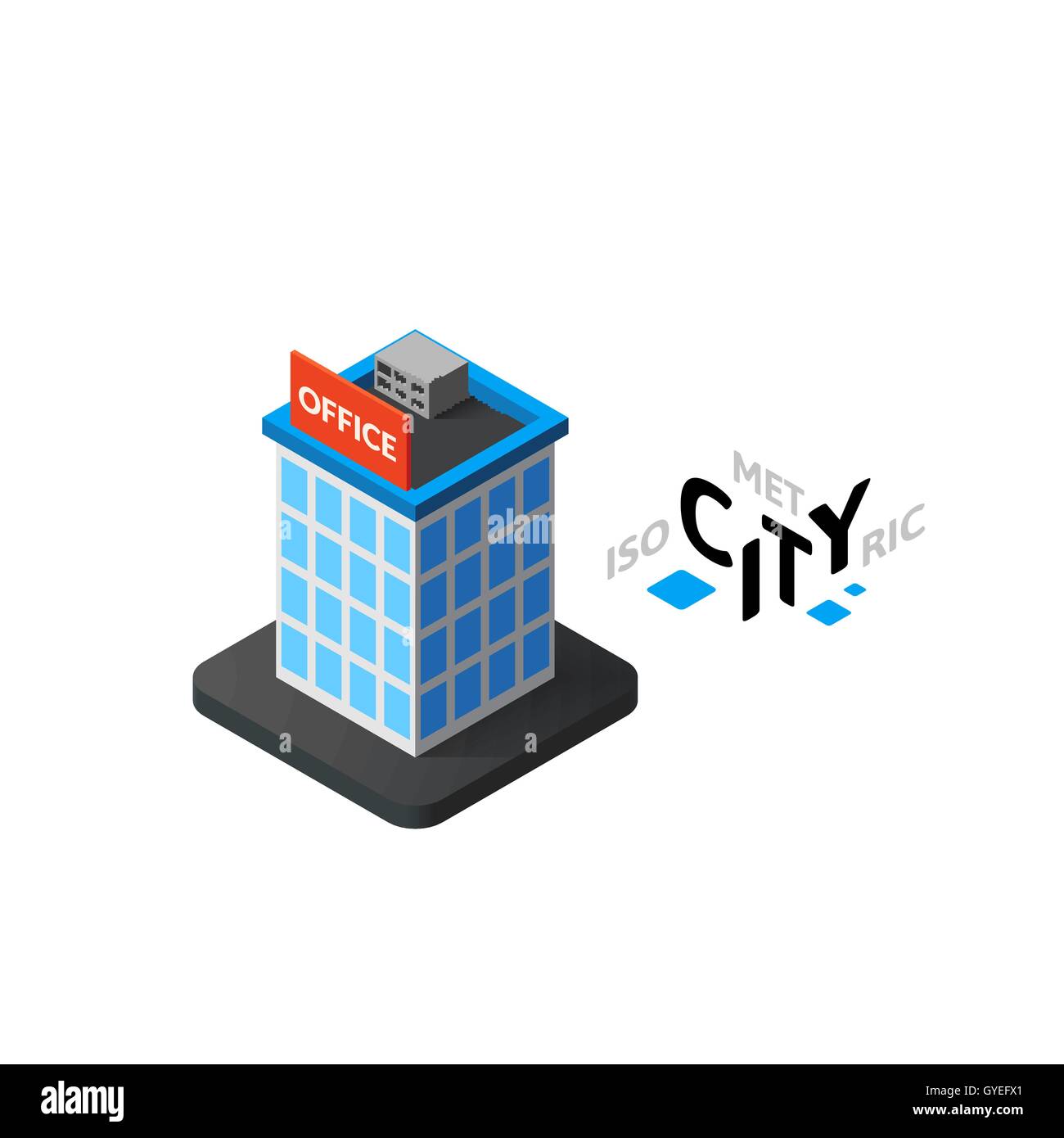 Isometric office building icon, building city infographic element ...