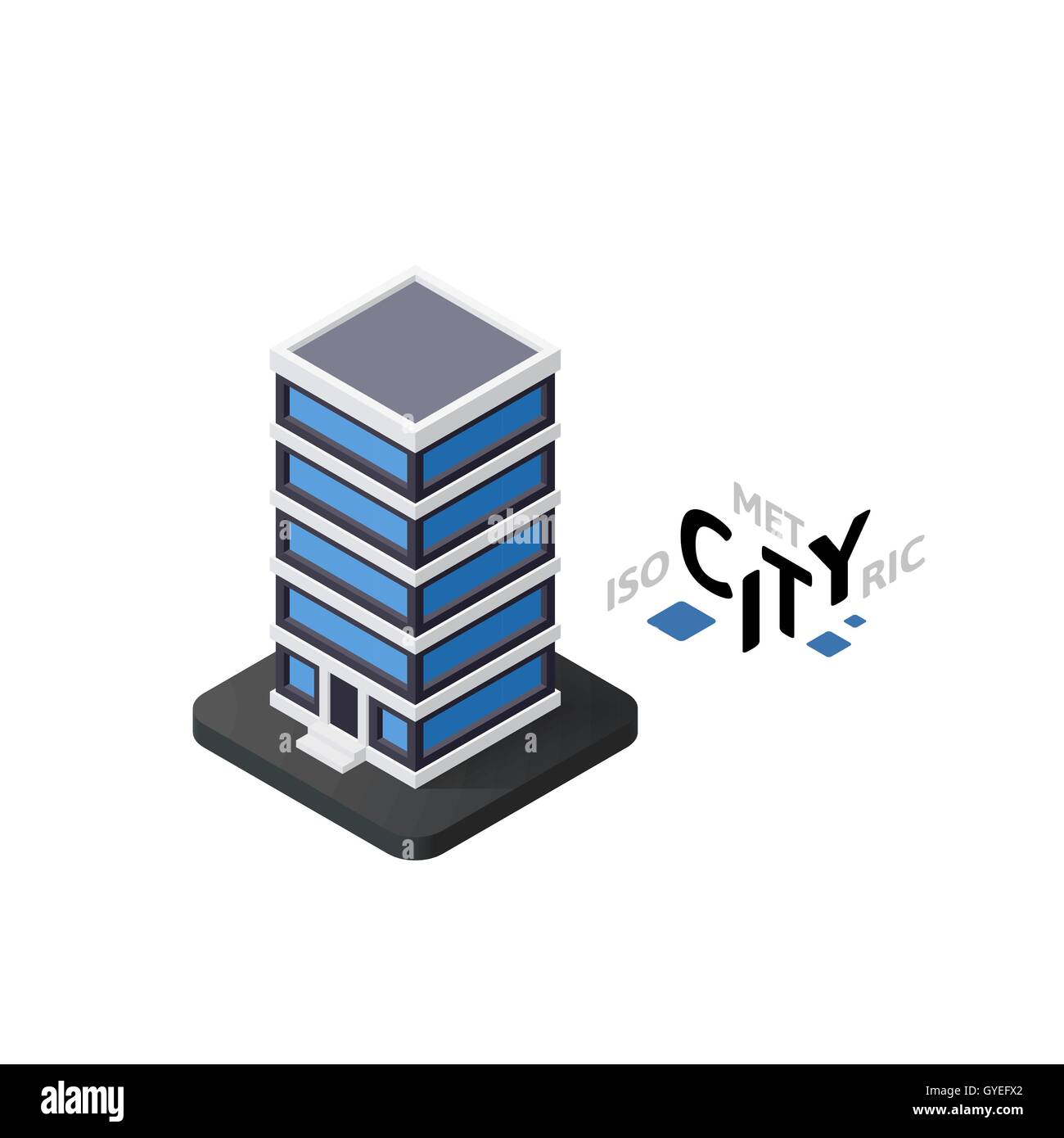 Isometric office building icon, building city infographic element ...