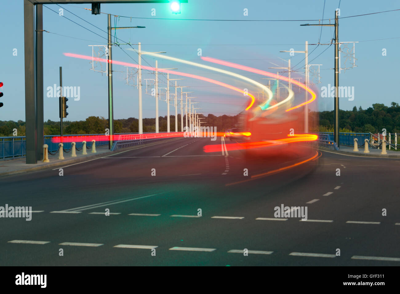 Light trails of moving vehicle at night Stock Photo - Alamy