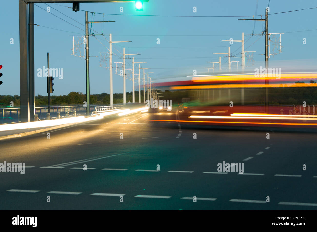 Light trails of moving vehicle at night Stock Photo - Alamy