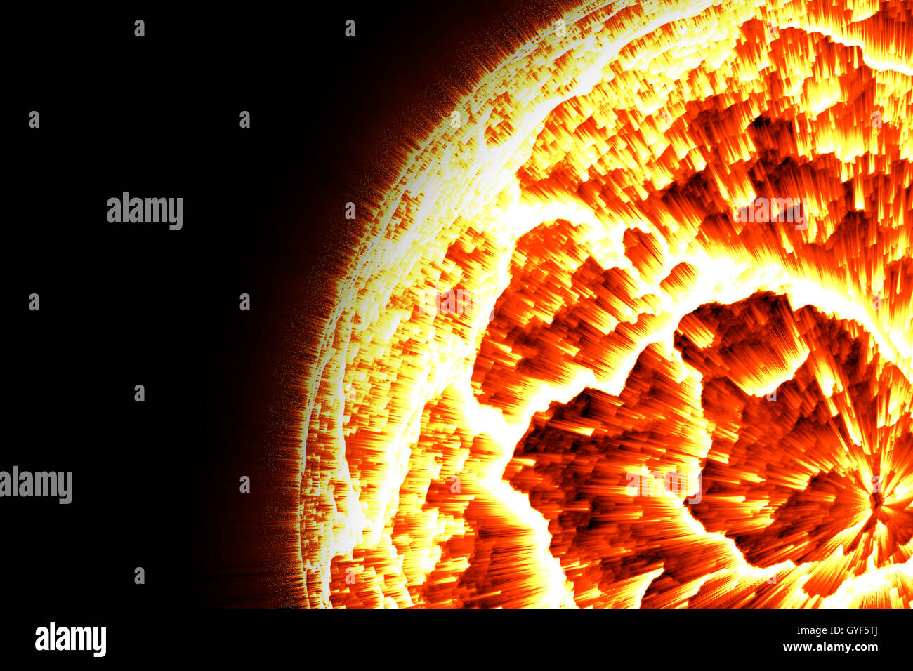 close up the sun and flame on black background Stock Photo - Alamy