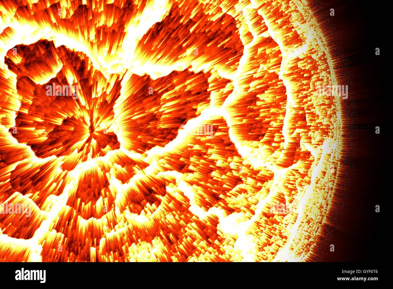 close up the sun and flame on black background Stock Photo - Alamy