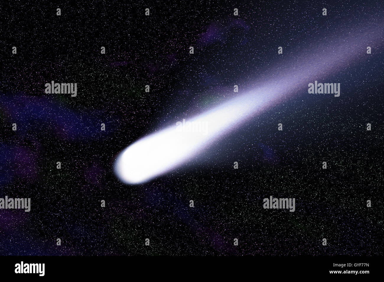 blue comet on the space with colorful nebula Stock Photo - Alamy