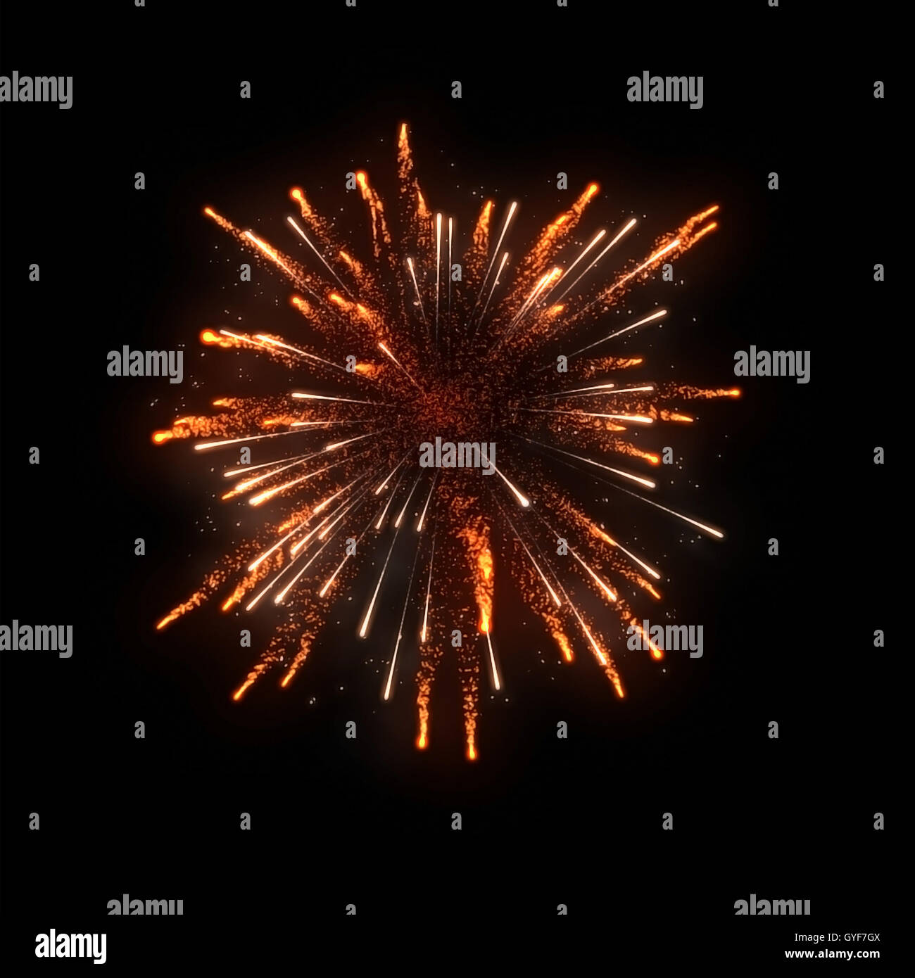 orange firework on black background for celebration party. merry ...
