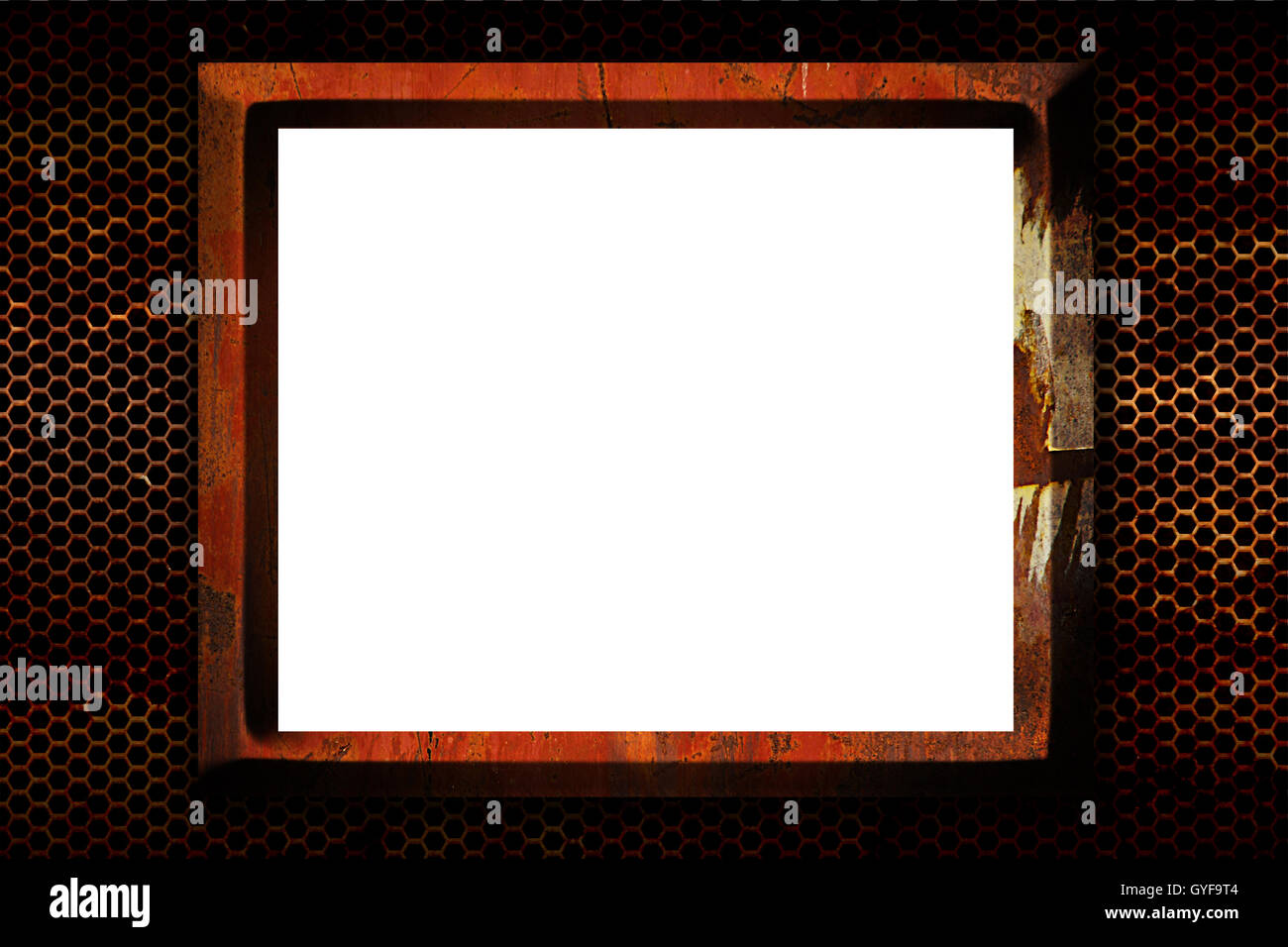 rusty metal frame. metal plate on rusty metal mesh Stock Photo - Alamy