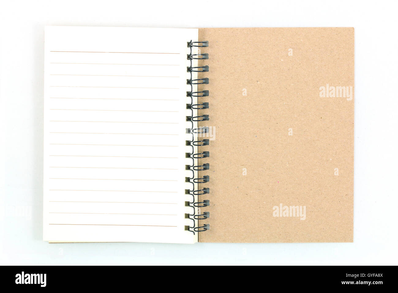 notebook is opening on white background Stock Photo - Alamy