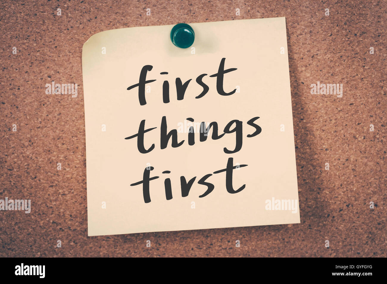 First things first Stock Photo - Alamy