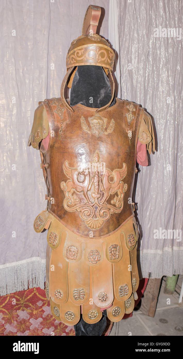 Moscow, Russia -September 04,2016: Steel armor warrior in "Mosfilm ...