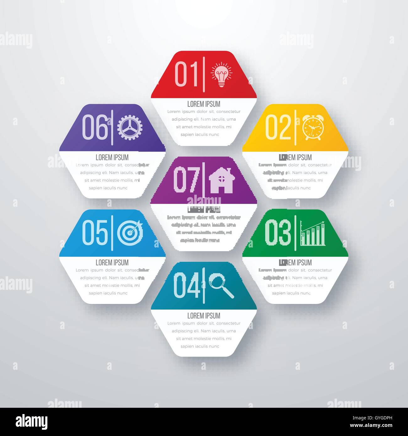 Vector illustration infographics seven hexagons Stock Vector Image ...