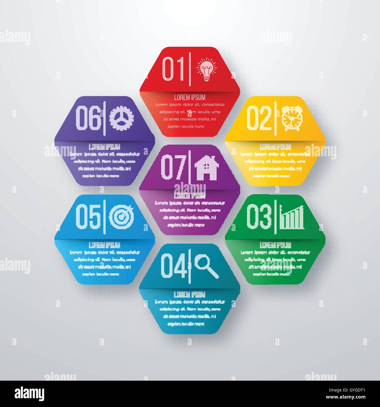 Vector illustration infographics seven hexagons Stock Vector Image ...
