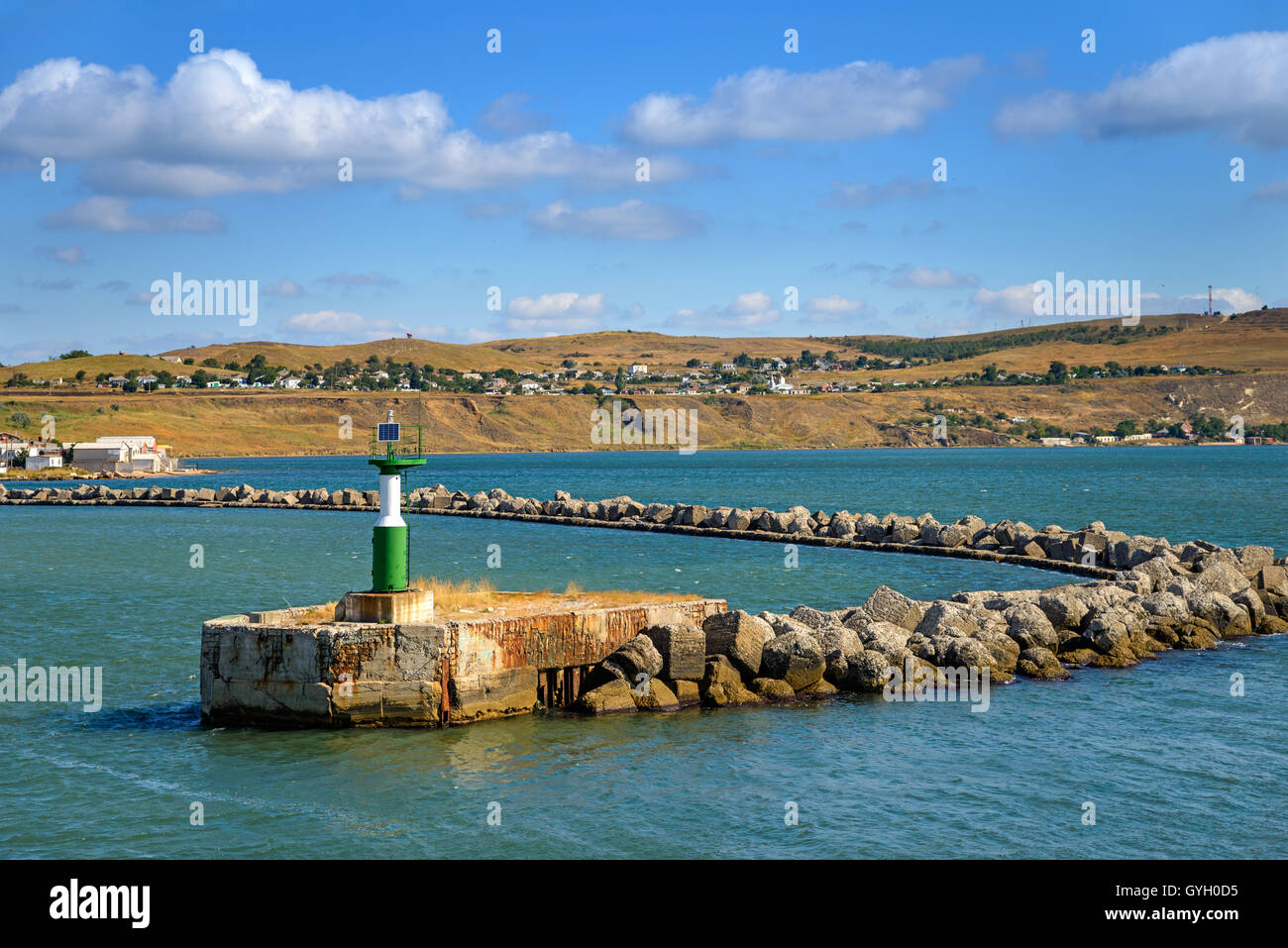 The entrance to the Harbor of the Port of Crimea Stock Photo - Alamy