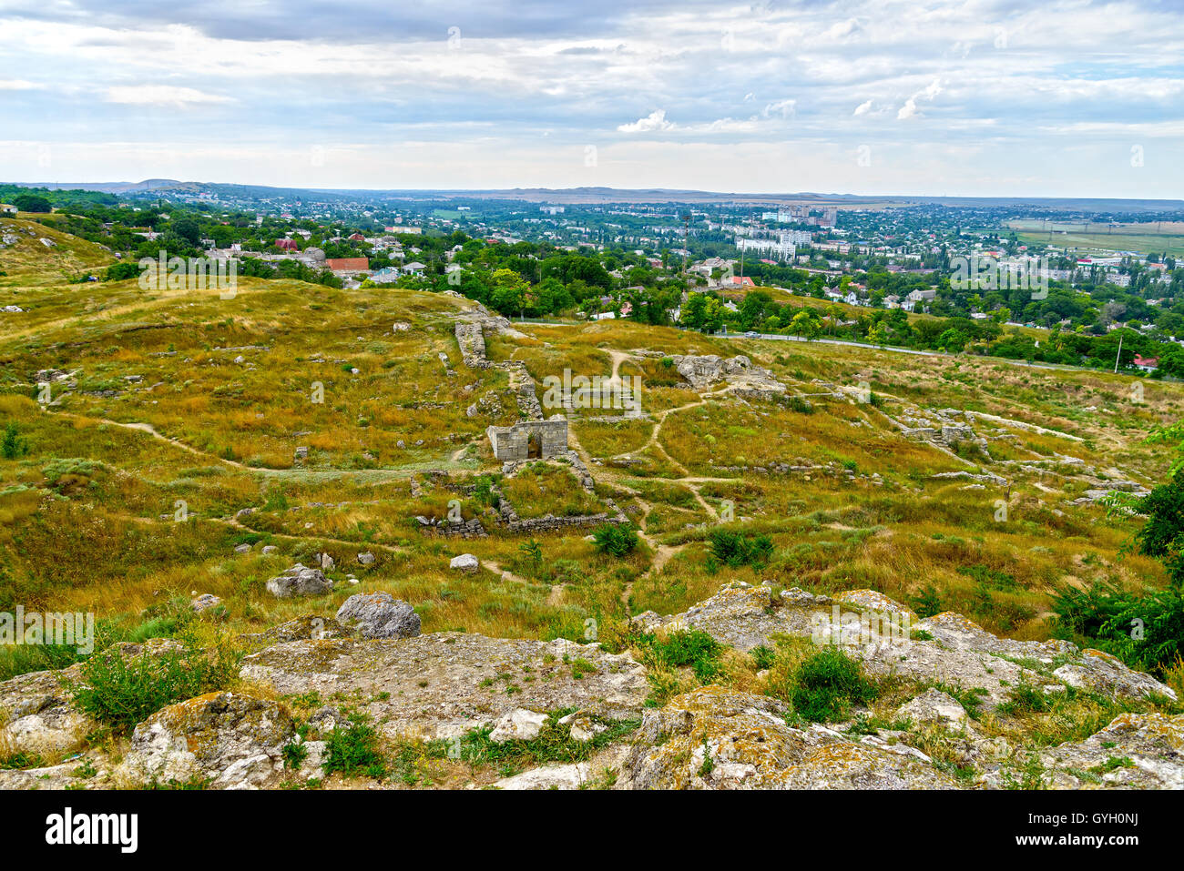 The ruins of the ancient Panticapaeum city on mount Mithridates in ...