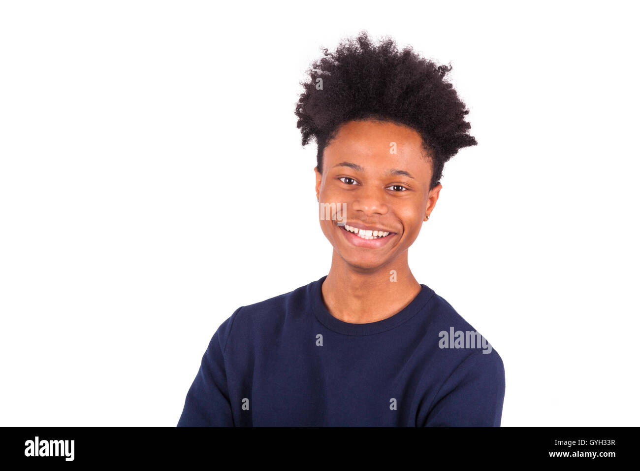 Happy young african american man isolated on white background - Black ...