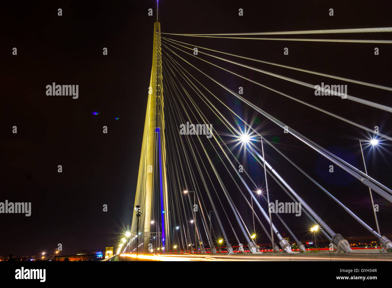Belgrade Ada bridge at night Stock Photo - Alamy