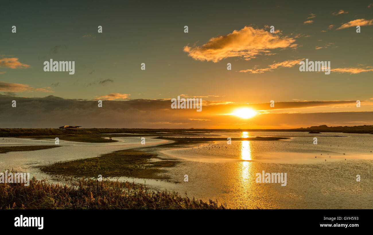 A beautiful sunrise at RSPB reserve Titchwell Marsh Norfolk Stock Photo ...