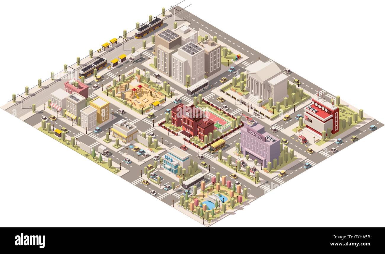 Vector isometric low poly city Stock Vector Image & Art - Alamy