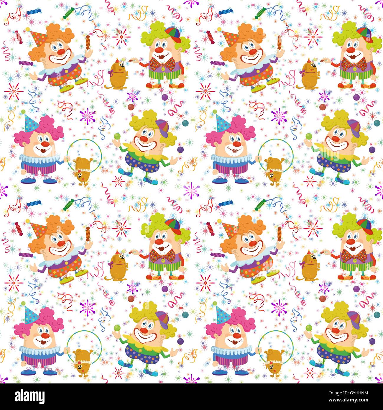 Circus Clowns, Seamless Background Stock Vector Image & Art - Alamy