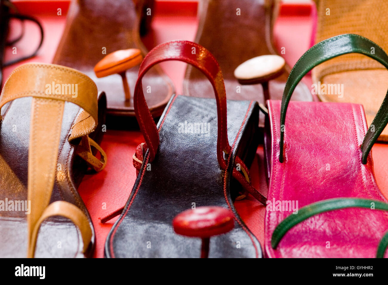 Colourful womens sandals Stock Photo - Alamy