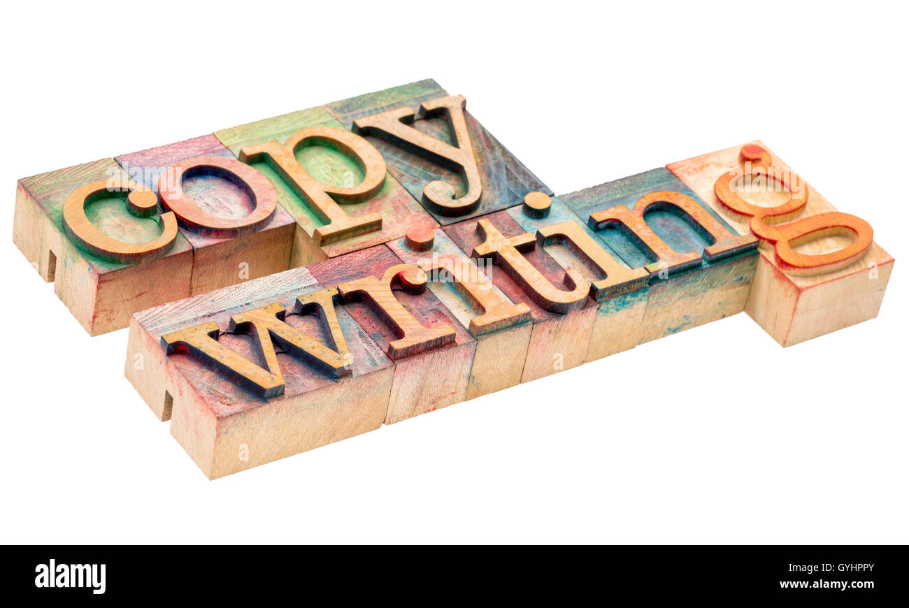 copywriting word abstract - isolated text in letterpress wood type ...