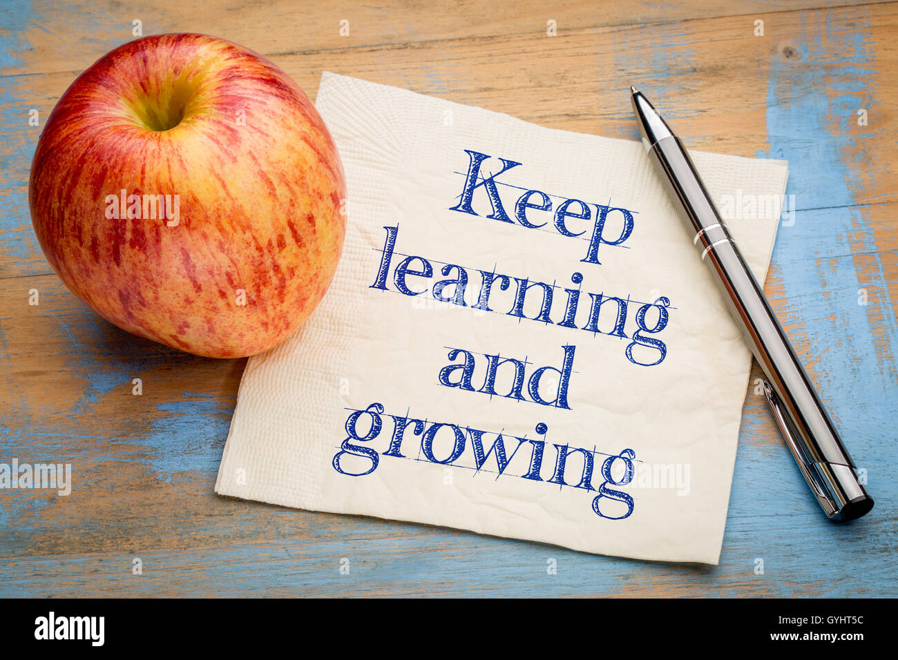 keep learning and growing inspirational advice - handwriting on a ...