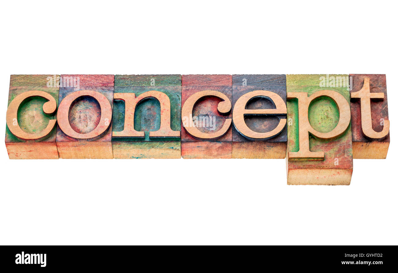 concept - isolated word abstract in letterpress wood type printing ...