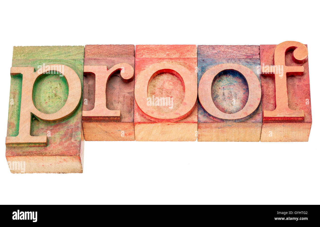 proof - isolated word abstract in letterpress wood type printing blocks ...