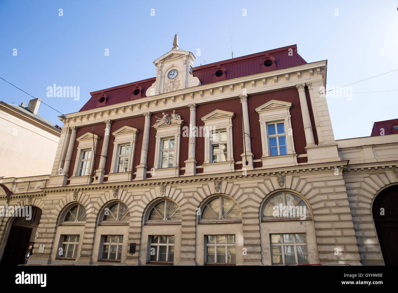 Blue skies over an Ornate building in Prague Stock Photo - Alamy