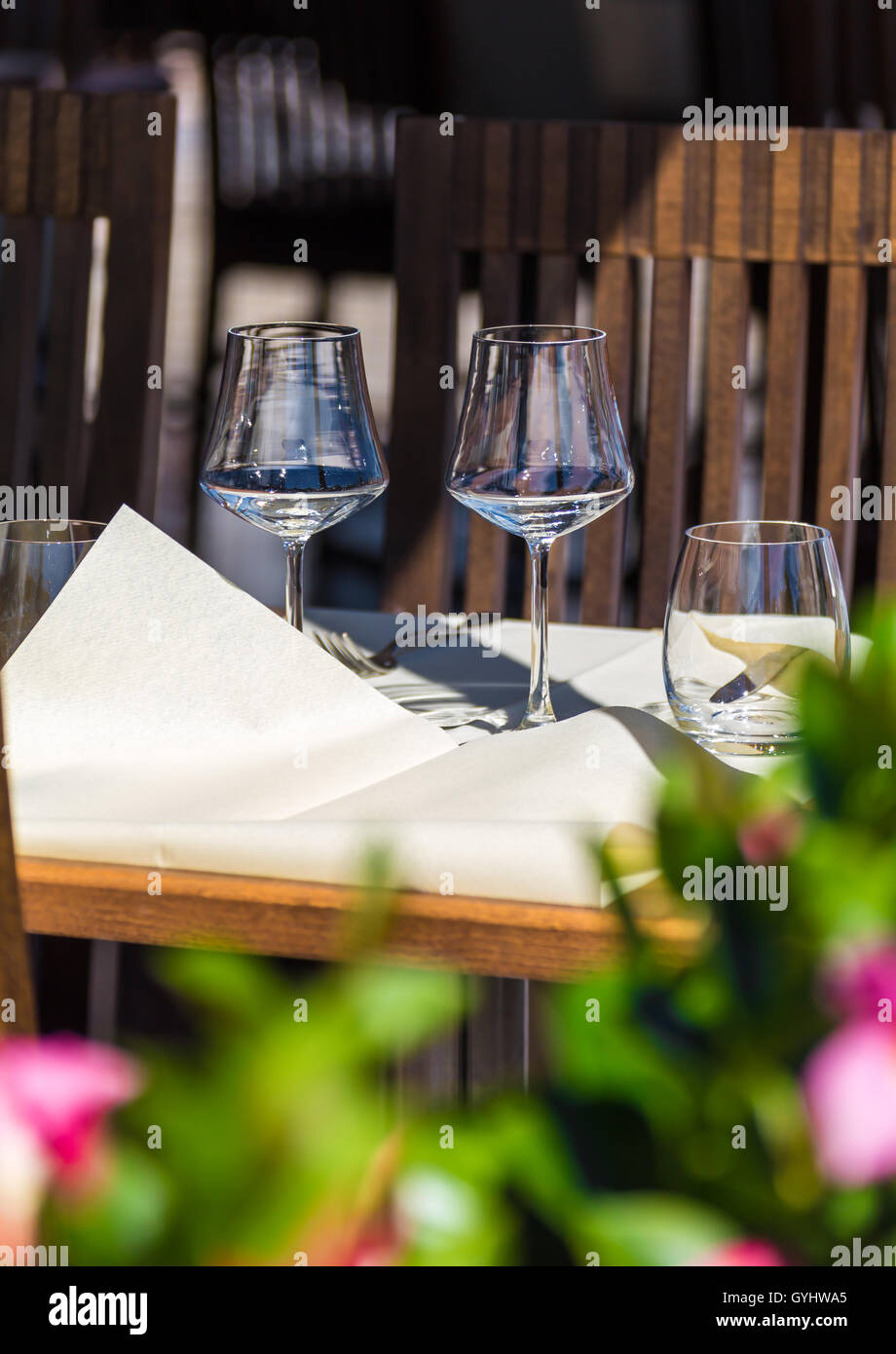 cutlery on the table in a restaurant Stock Photo - Alamy