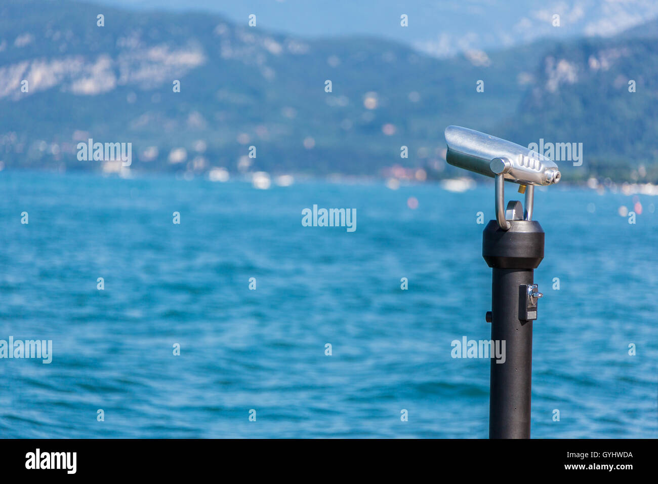 observation binoculars view of the island and sea Stock Photo - Alamy
