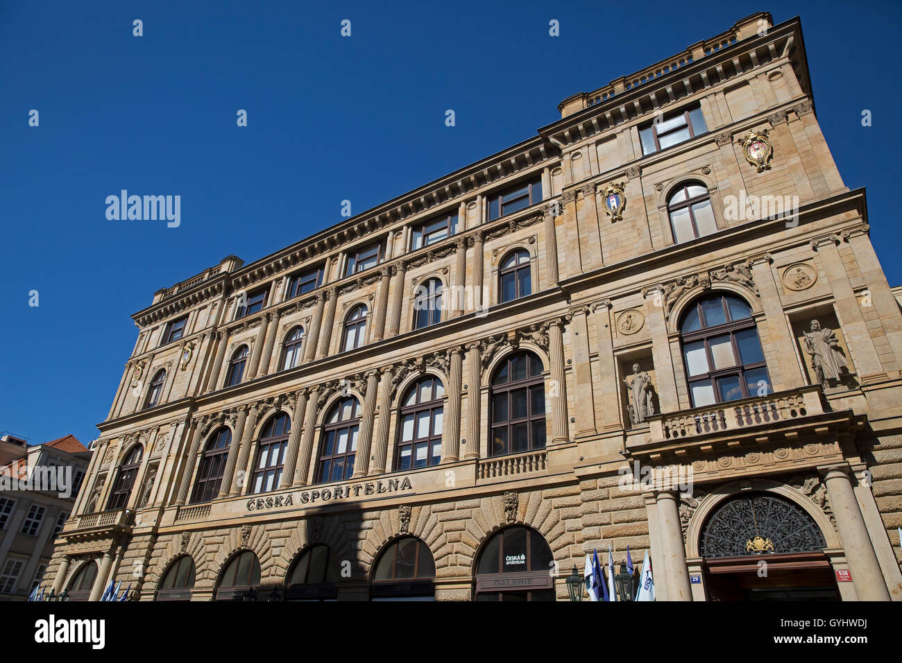 Blue skies over an Ornate building in Prague Stock Photo - Alamy