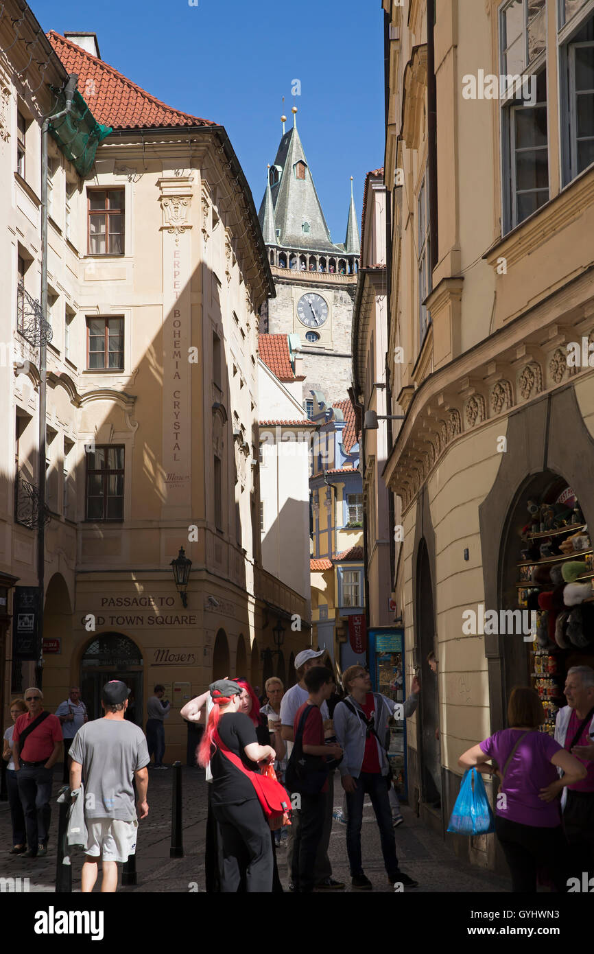 Narrow shopping street In Prague Czech Republic Stock Photo - Alamy