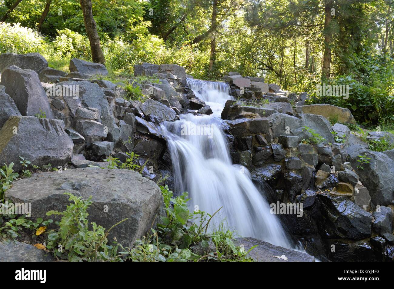 Waterfall in the Park Stock Photo - Alamy