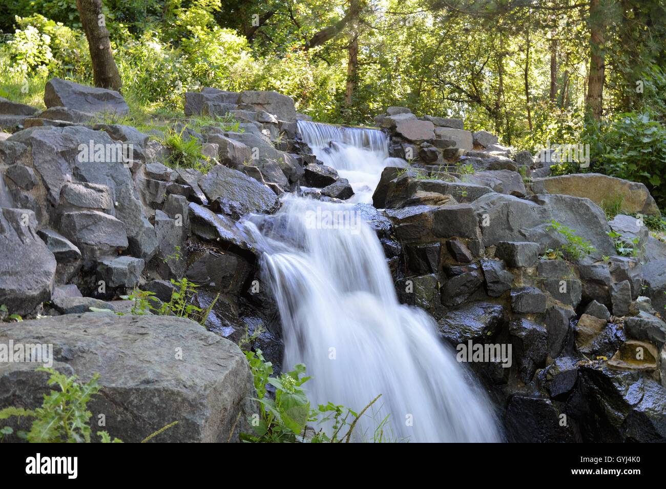Waterfall in the Park Stock Photo - Alamy