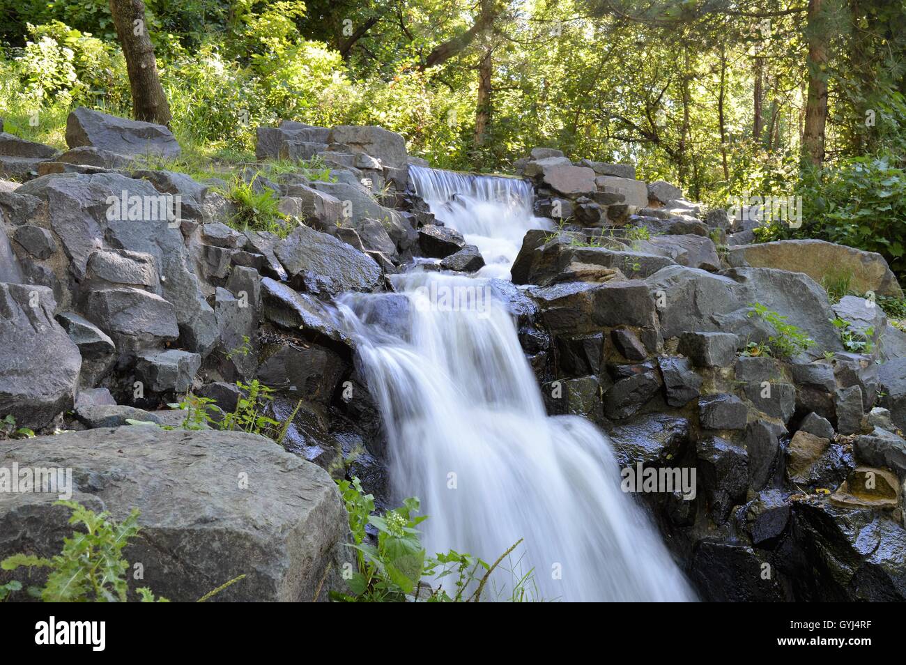 Waterfall in the Park Stock Photo - Alamy