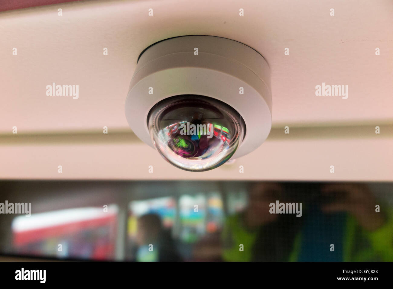 CCTV security camera fitted on the New Routemaster double-decker bus ...