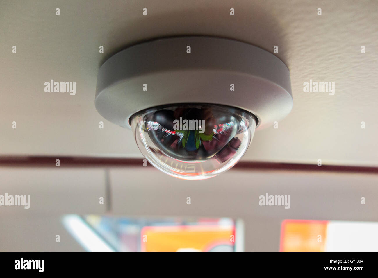 CCTV security camera fitted on the New Routemaster double-decker bus ...